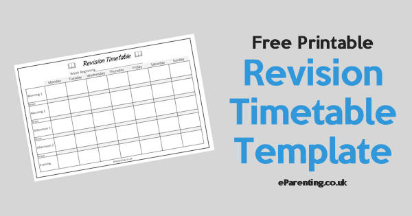 Revision Timetable Template Free Printable PDF